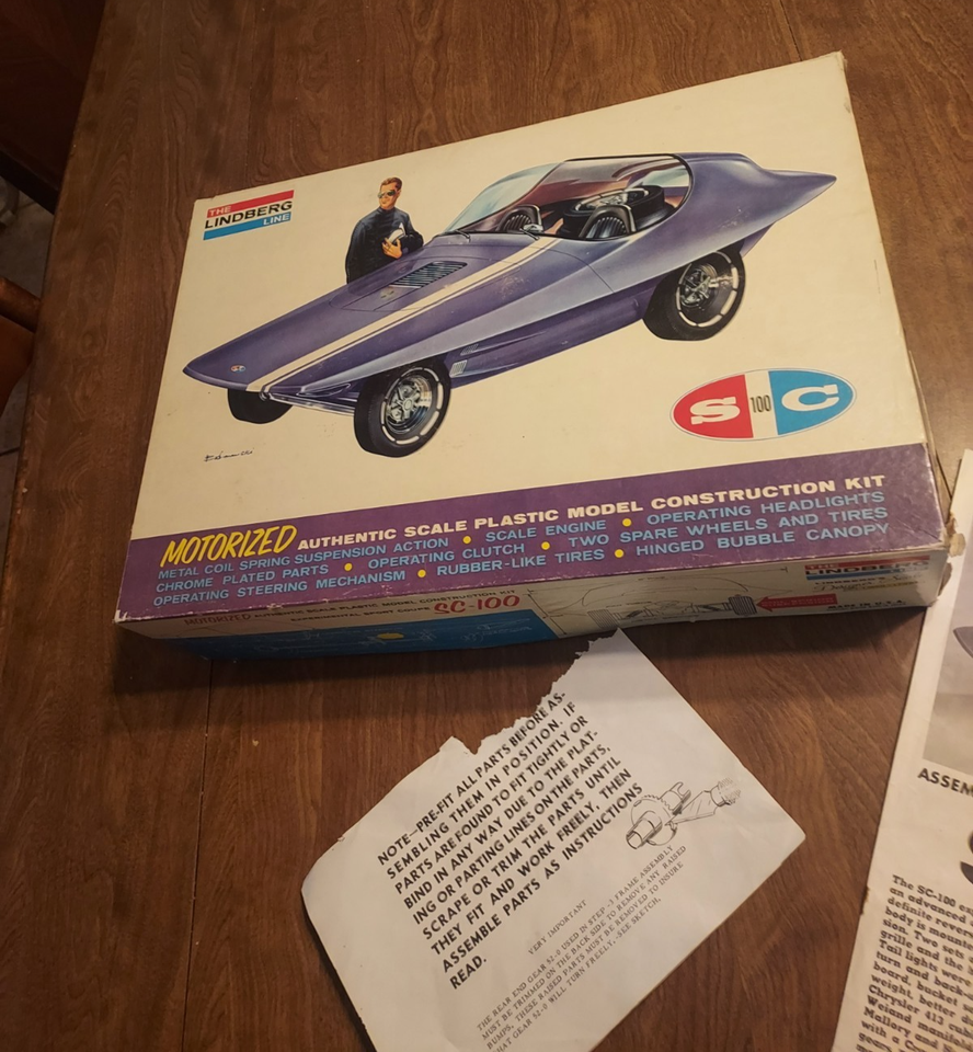 LINDBERG 1:12 MOTORIZED MODEL CAR SC-100 HOT WHEELS PARTIAL BUILD 1968 ...