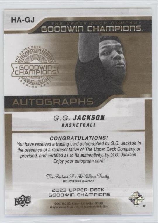 2023 Upper Deck Goodwin Champions Horizontal GG Jackson #HA-GJ Rookie ...