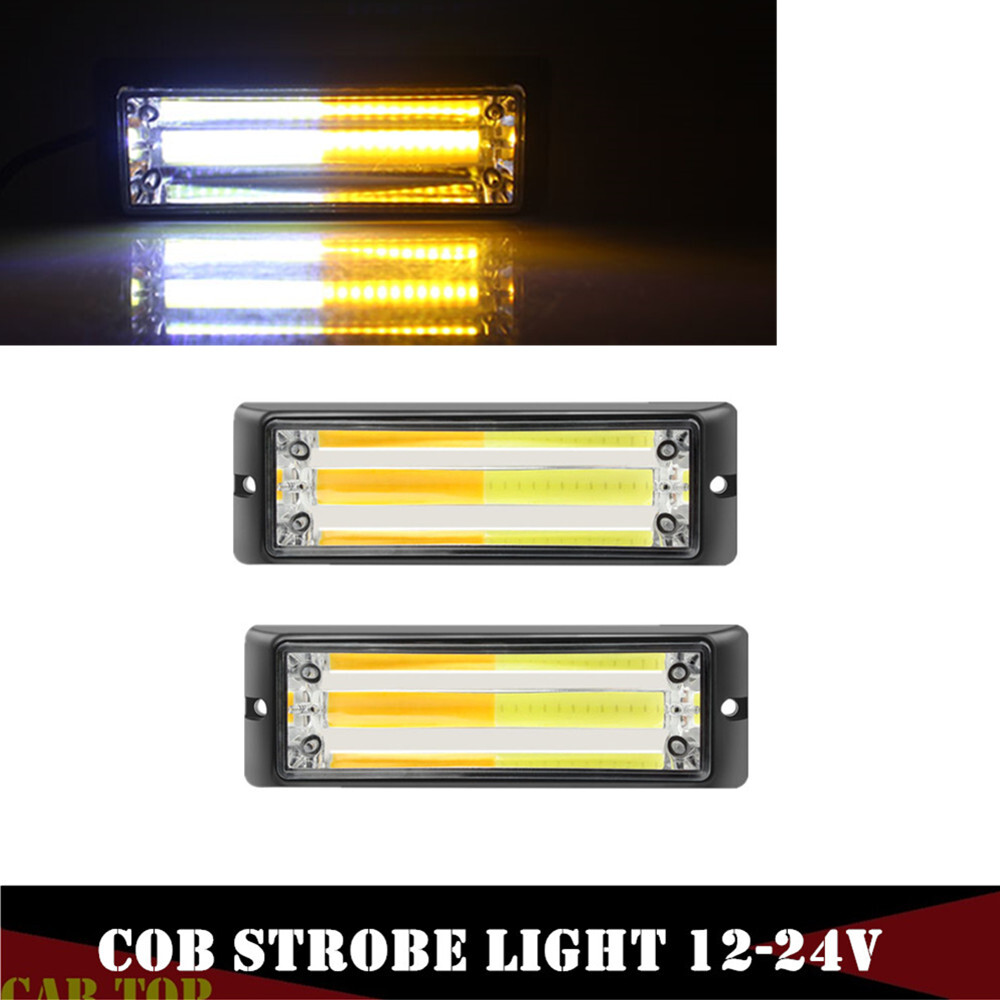 2X Car Truck White Yellow Emergency Beacon Warning Hazard Flash Strobe ...