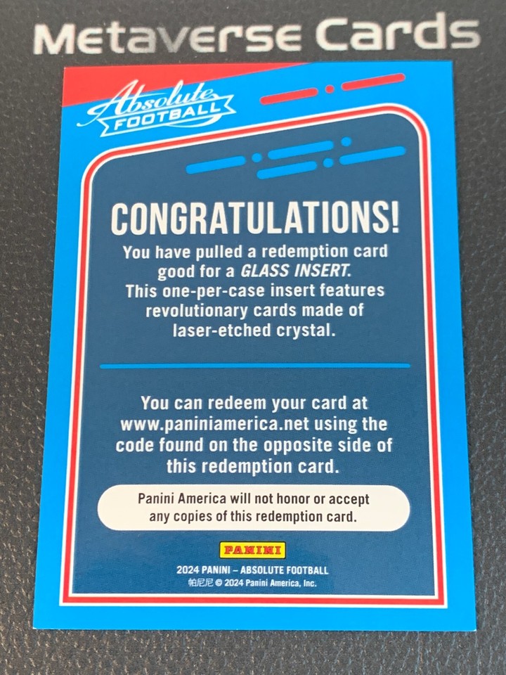 2024 Panini Absolute Patrick Mahomes II Glass Redemption Case Hit SSP ...