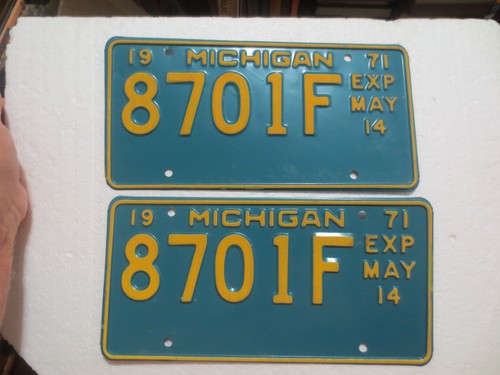 MICHIGAN 1971- Temporary License Plates Pair vintage Automobiles Ford ...