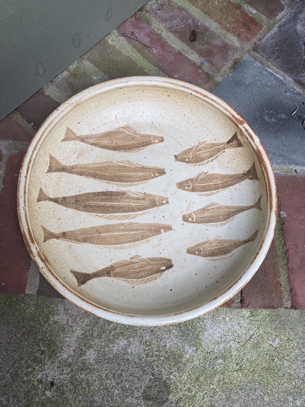 vintage art pottery “Fish Design” Large serving BOWL kitchen cooking ...