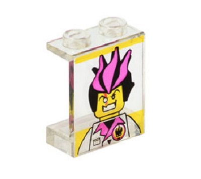 LEGO Agents Dr. Inferno Pattern Panel Translucent Trans Clear 1x2x2 ...