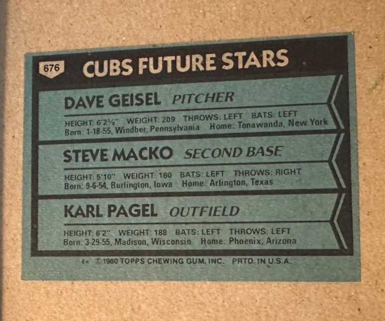 1982 Topps Chicago Cubs Future Stars baseball card #676 | eBay