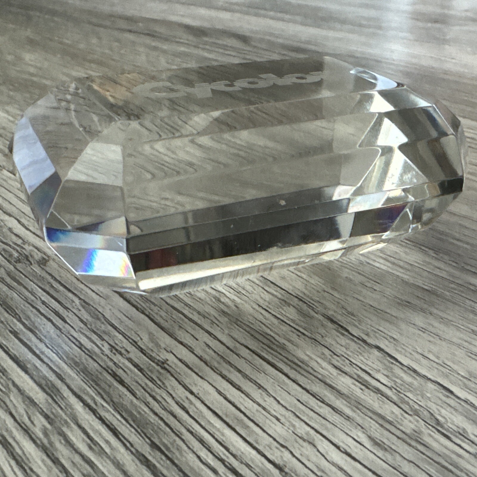 1980s Tiffany & Co Emerald Cut Crystal Paperweight Cycolor Mead ...