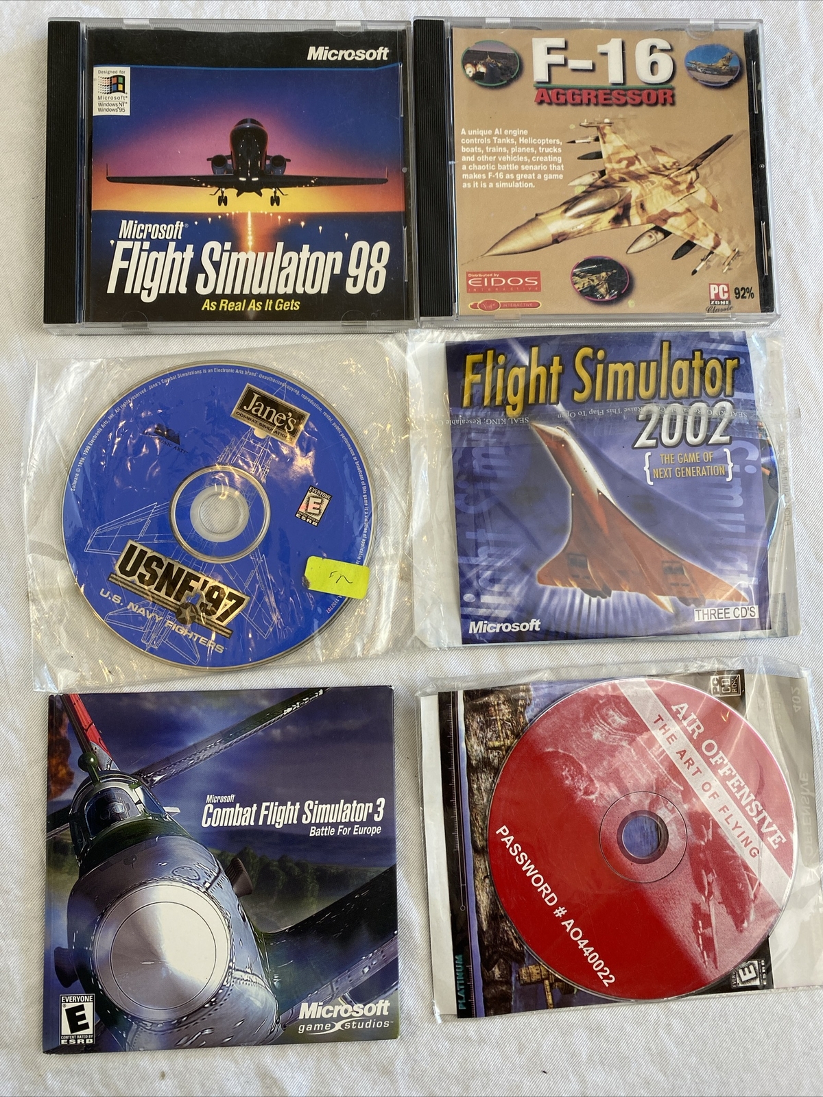 Vintage Lot of 6 - Microsoft Flight Simulator PC CD ROM Games Windows ...