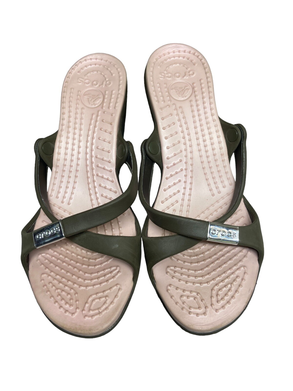 CROCS WOMENS HIGH HEEL SIZE 9 Brown STRAPS AND HEELS … - Gem