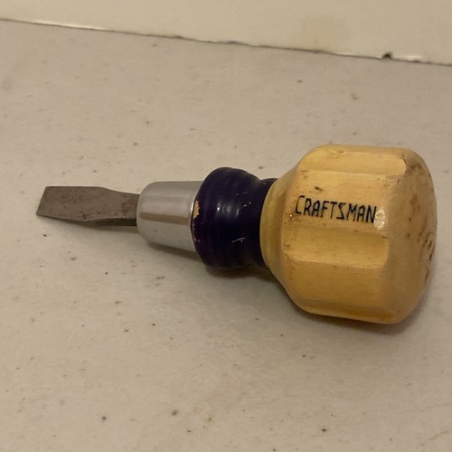 Vintage Rare Wood Handle 4" Stubby Craftsman Slotted Screwdriver 5/16 ...