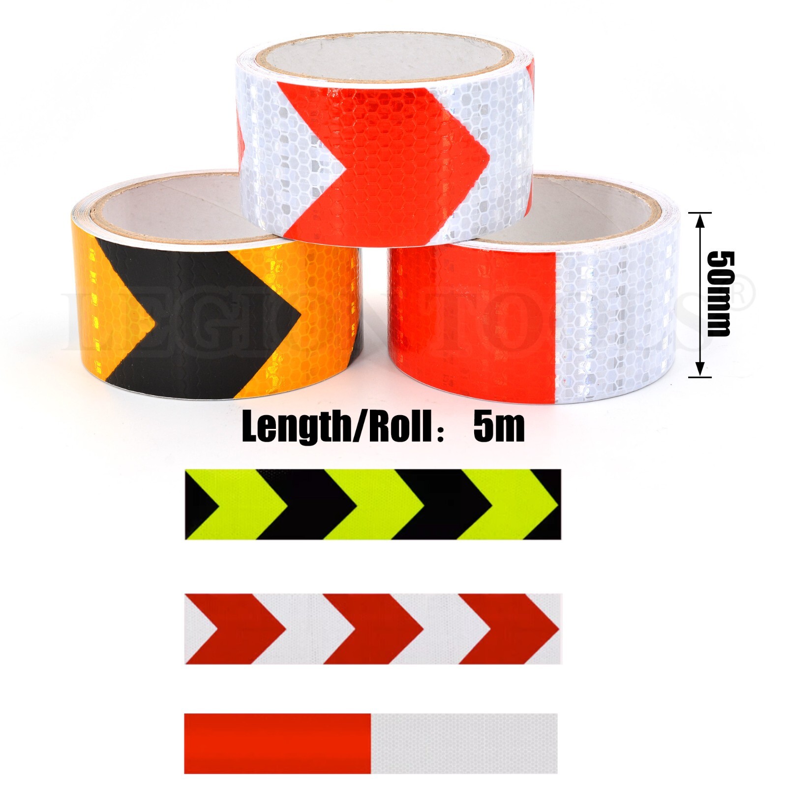 Hi Vis Fluro Safety Reflective Tape PVC 50mm Safety Gate Car 1M/2M/5M ...