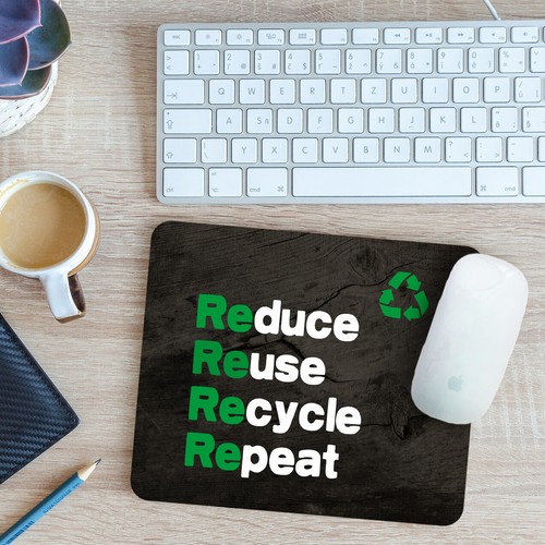 Eco Friendly Mouse Mat Pad Reduce Reuse Recycle Repeat Gift 24cm x 19cm ...