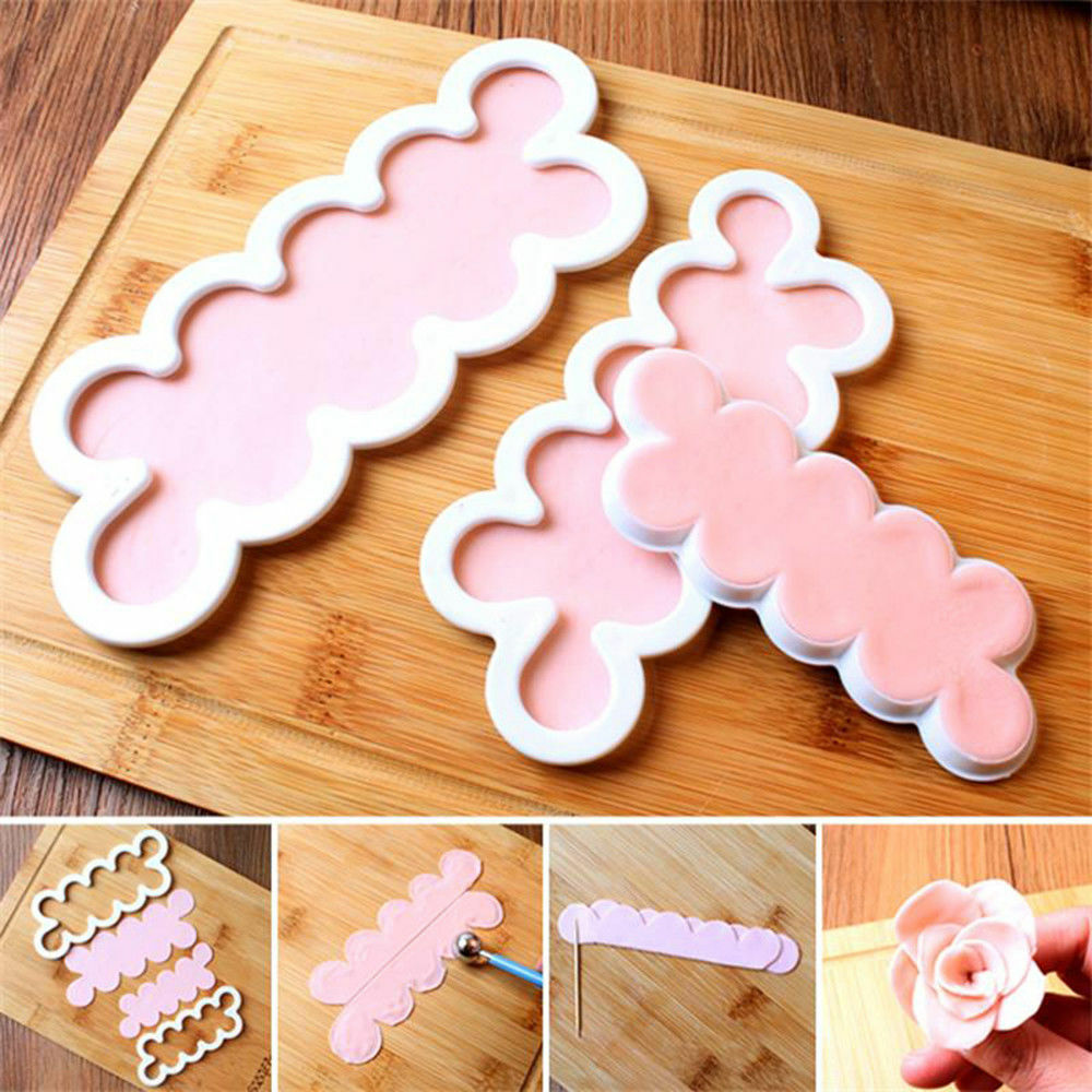 ROSE FLOWER Fondant Cutter Cake Mould Rose Petal 3D Tool Cupcake Mold ...