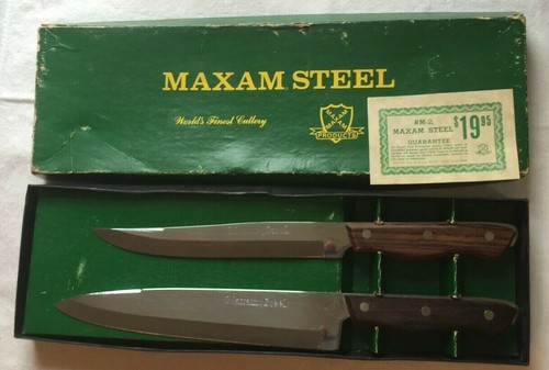 Vintage MAXAM Knife Set Stainless Full Tang Stainless Steel, With Box ...