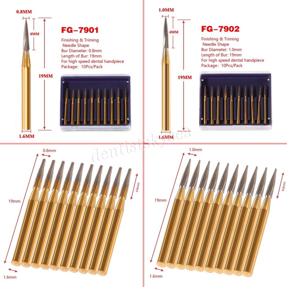 Dental Trimming & Finishing Gold Burs Carbide Bur FG 7901/7902 for High ...