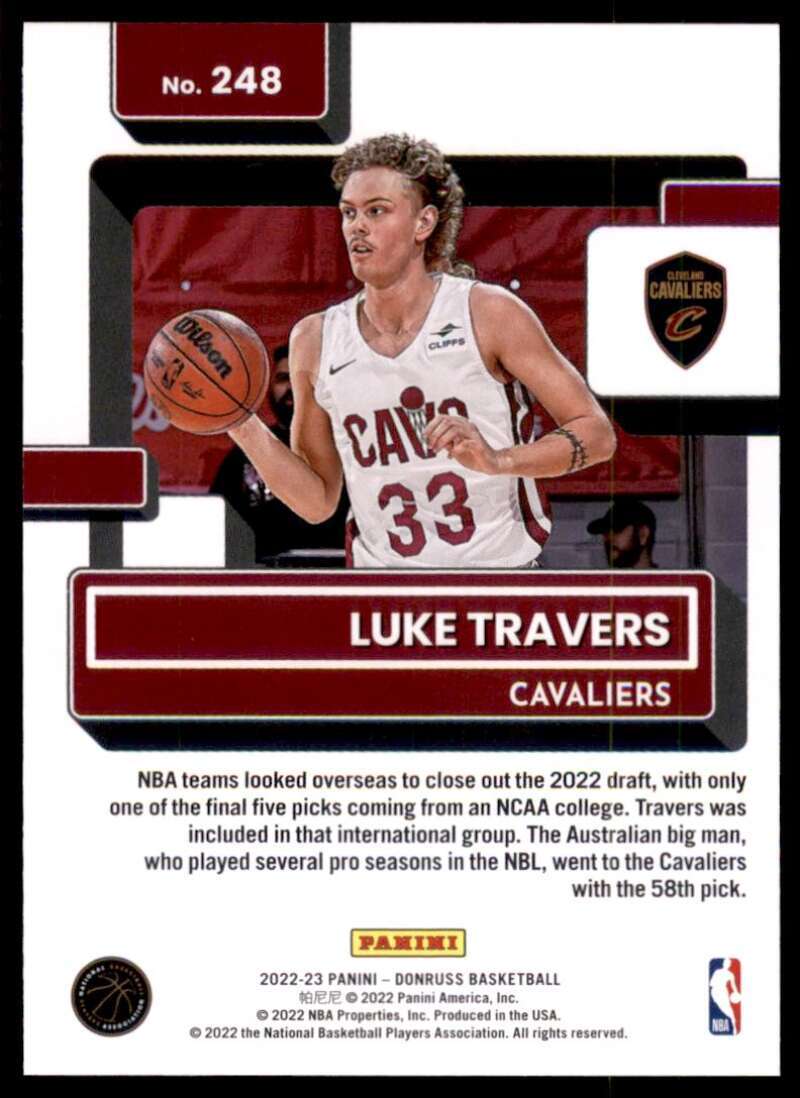LUKE TRAVERS RC 2022-23 Donruss #248 NBA Cavaliers Rated Rookie ID ...