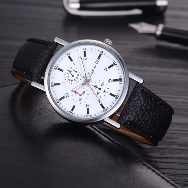 Men’s/Youth’s Designer Sport, Large White Face Watch, Black Grain ...