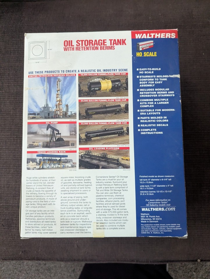 TALL OIL STORAGE TANK with BERM - OIL TANK FARM 500K - HO Scale KIT 933 ...