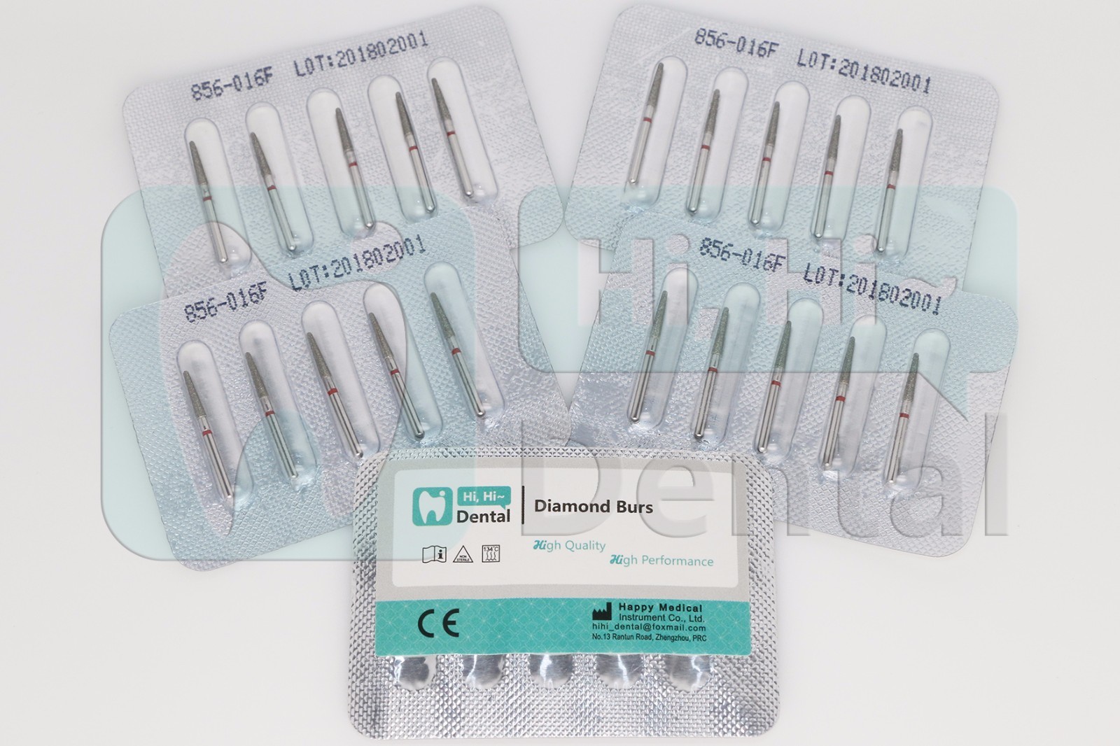 Dental Diamond Burs FG Round End Taper 856/016F Fine Grit High Speed 10 ...
