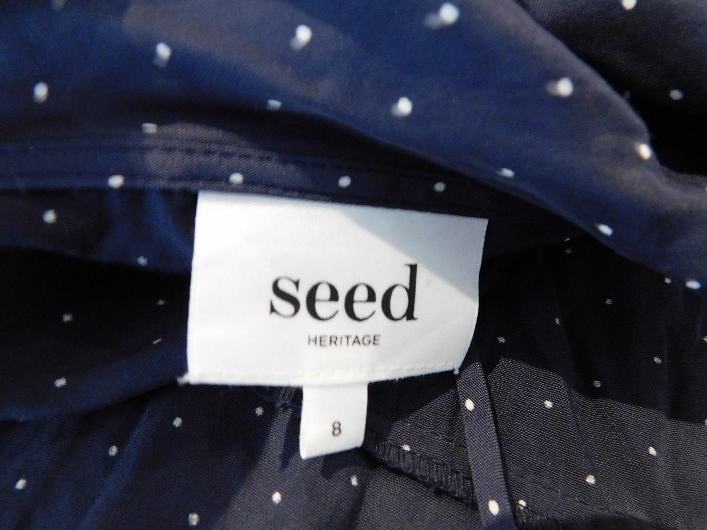 Seed Heritage wrap dress, navy blue white polka dot 8 - Gem