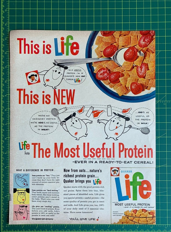 Vintage 1961 Quaker Oats Life Cereal Print Ad | eBay