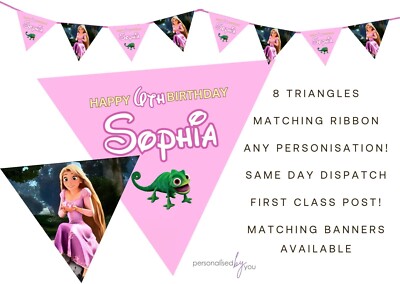 Personalised RAPUNZEL Theme Birthday Birthday Party Banner Decoration ...