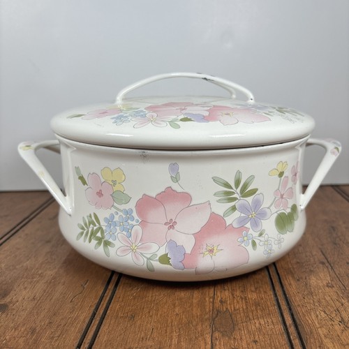 Vintage Kobë Cookware Japan Courtney Floral Metal Enamelware Lid 2 Qt ...