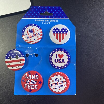 Six Pin Lot Dollar General Buttons 4th of July American Flag Stars ...