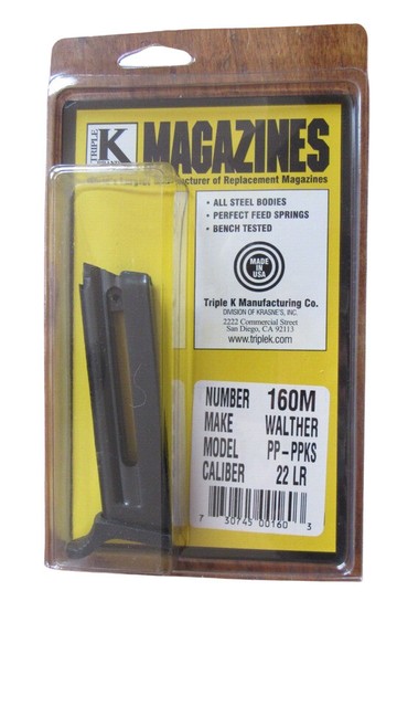 TRIPLE K 160M FOR Walther PP PPKS 22 22LR Magazine Finger Extension OLD ...