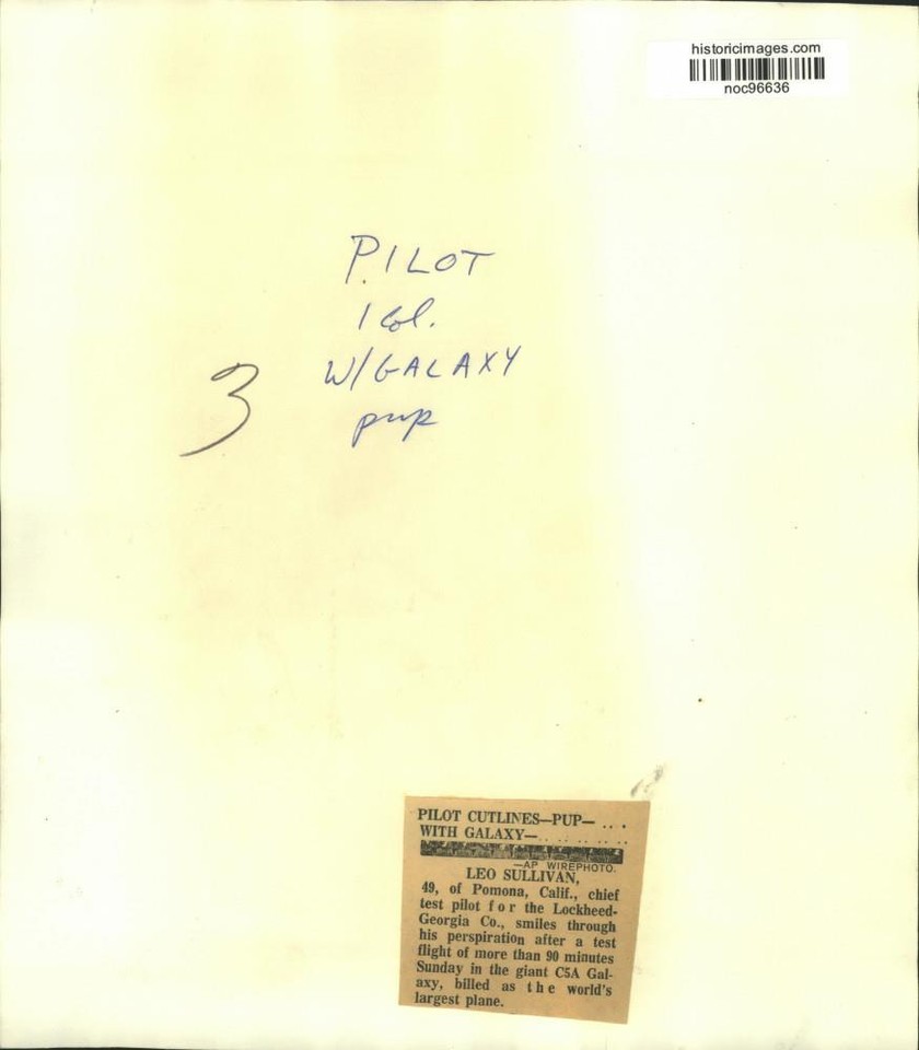 Press Photo Leo Sullivan, chief test pilot for the Lockheed-Georgia Co ...