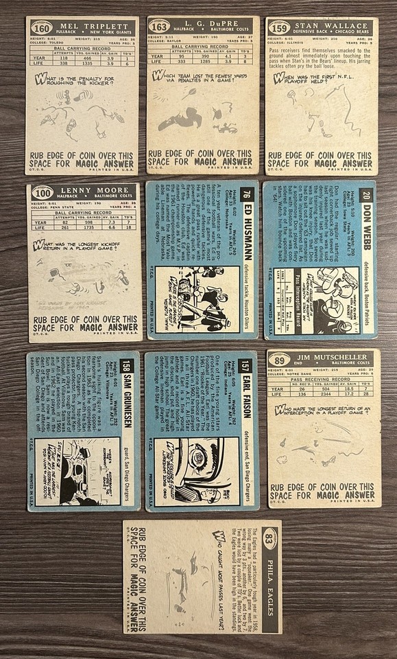 1959 & 1963 Topps Vintage NFL Lot Of (10) HOF VG | eBay