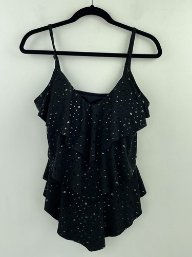 Magicsuit Rita Miracle Swim Tankini Top Black Layered Sequin Womens B32 ...