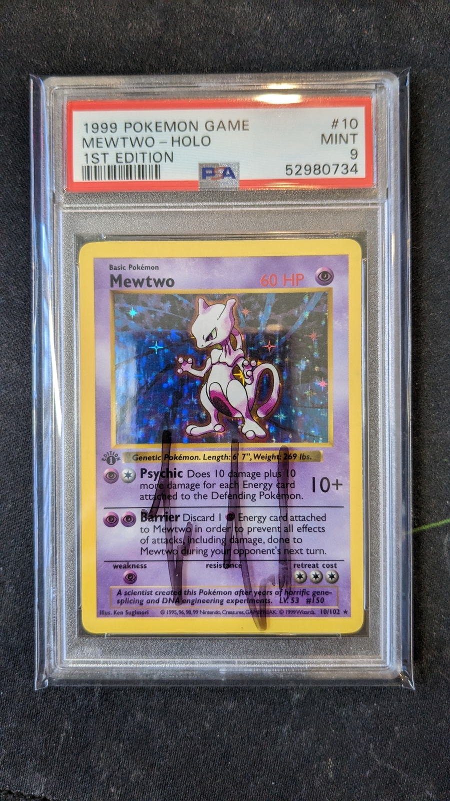 Mewtwo 10/102 1st Edition Base Set Shadowless LOGAN PAUL SIGNED PSA 9 ...