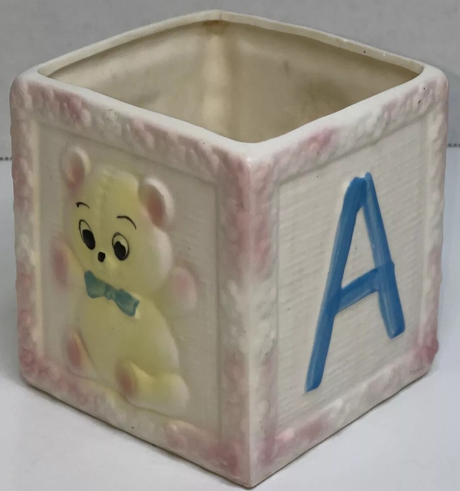 Ceramic Baby Alphabet Block Planter Pastels Animal ABC Flower Pot Sheep ...