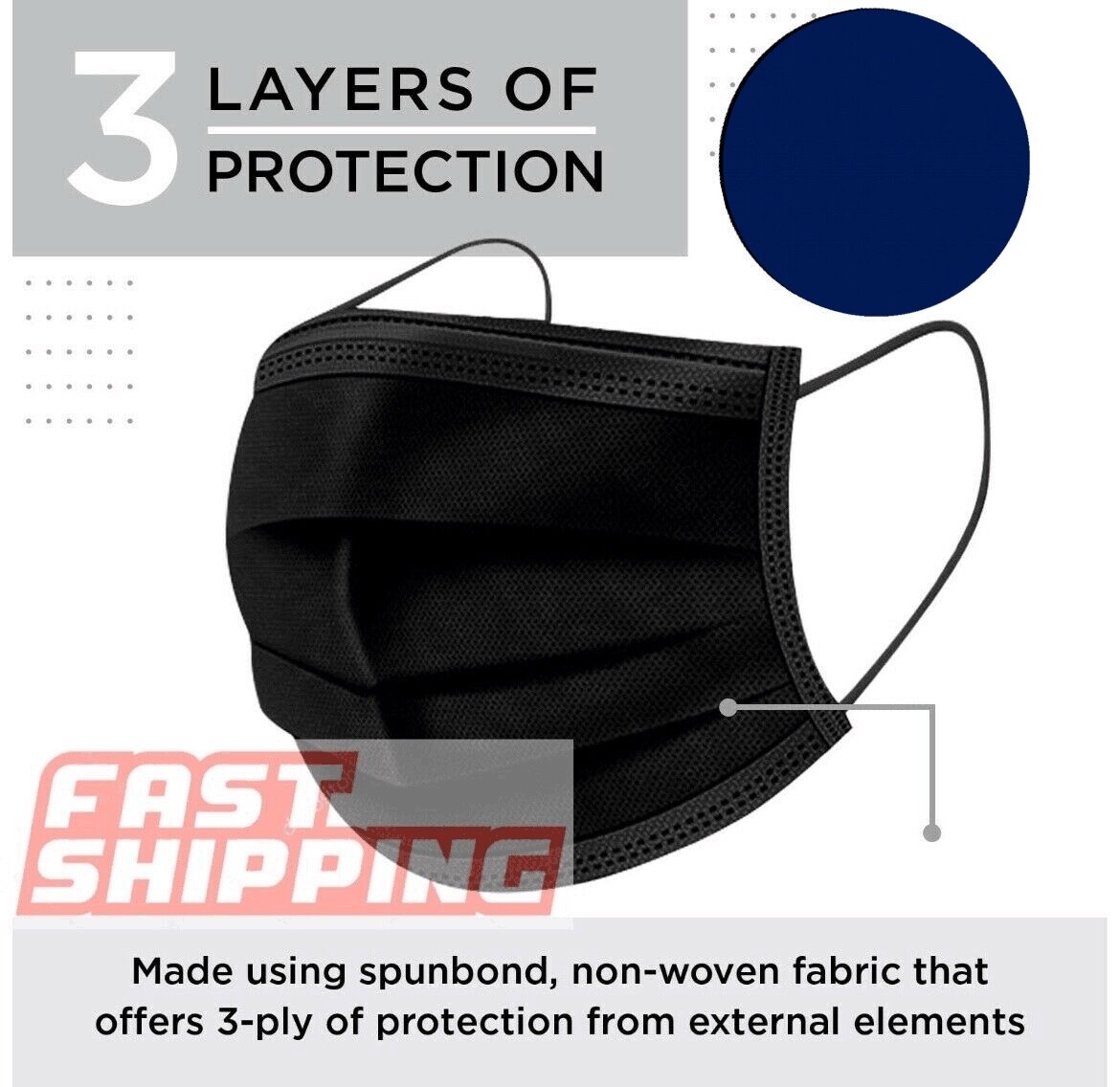 10 - 100 PCS Black Face Mask Mouth & Nose Protector Respirator Masks ...