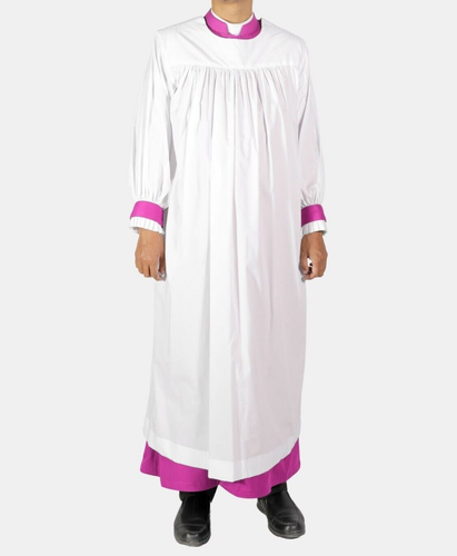 New Men's Anglican Traditional Bishops Rochet Fuchsia Detachable Cuff ...