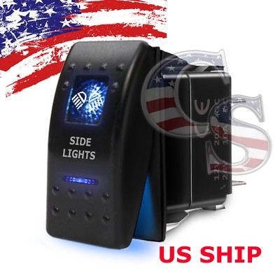 Blue Light LED Side 12V 20A 10A 5-pin Rocker Toggle Switch Car Boat ...