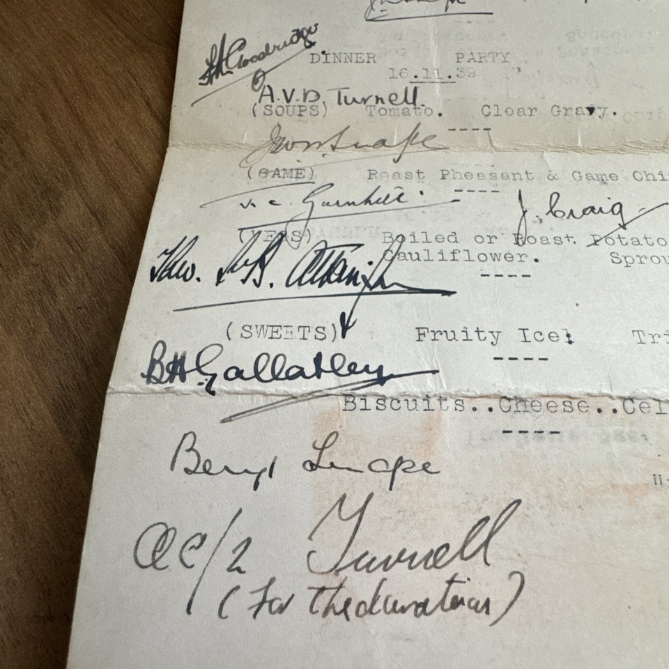 1939 Ansells Beer Dinner Menu Farcroft Hotel Handsworth WWII Home Front ...