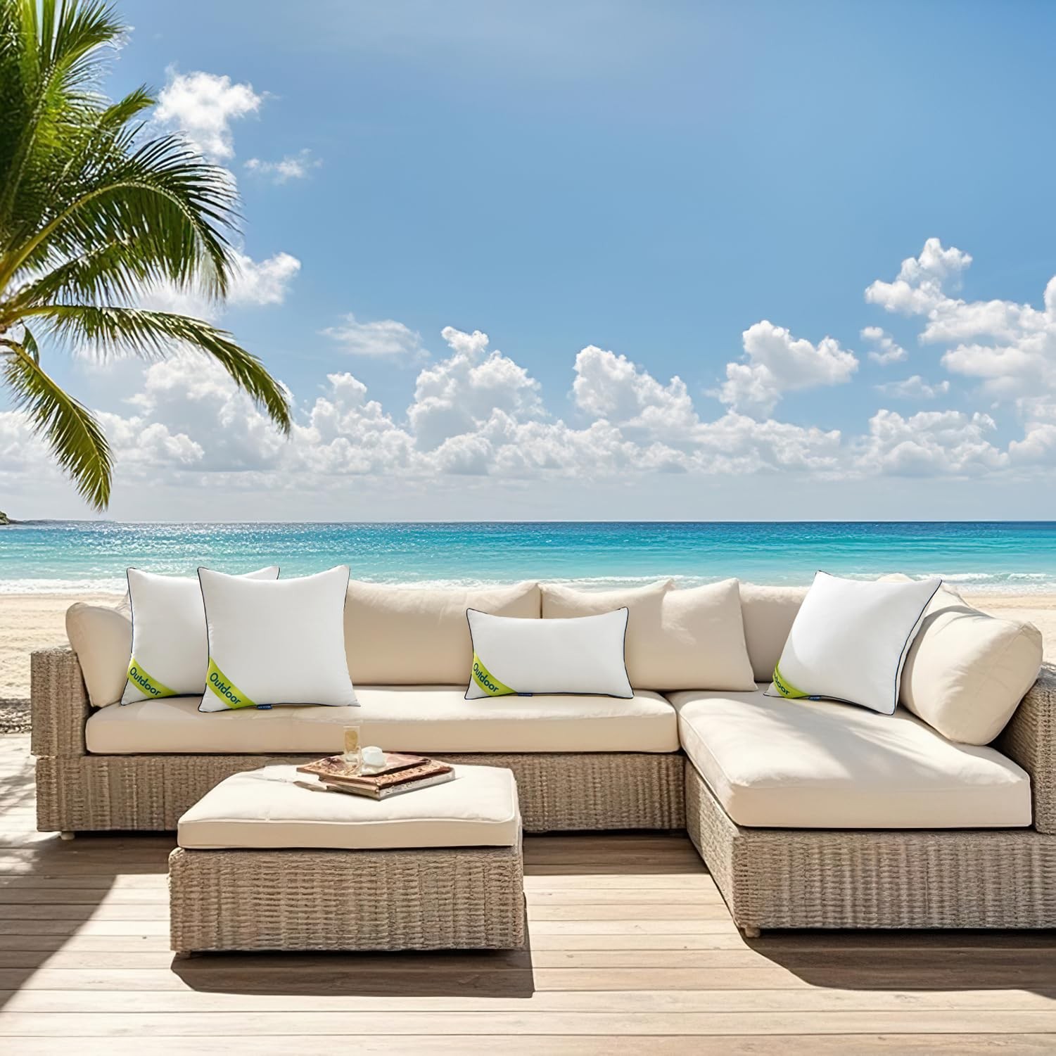 20x20 Outdoor Pillows, Pack of 2 Water Resistant Waterproof Pillow ...