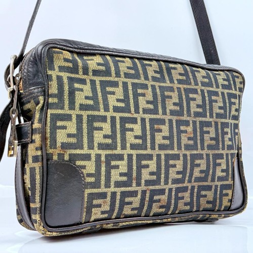 Fendi shoulder bag with Zucca pattern, FF hardware and gold hardware ...