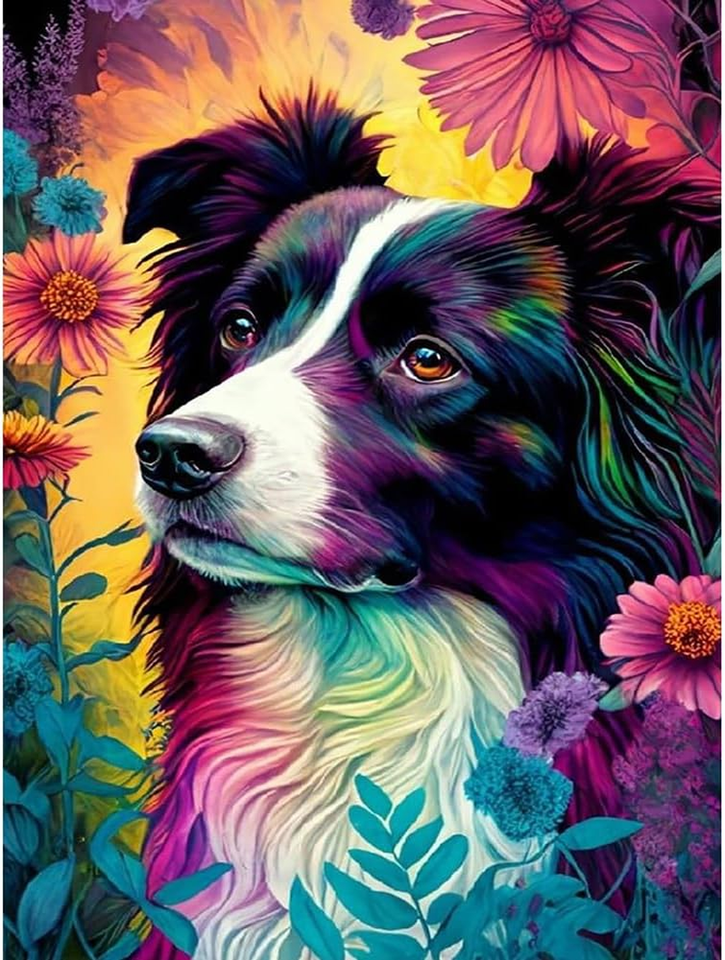 Stalente Diamond Painting Kits for Adults, Dog round Full Drill Diamond ...