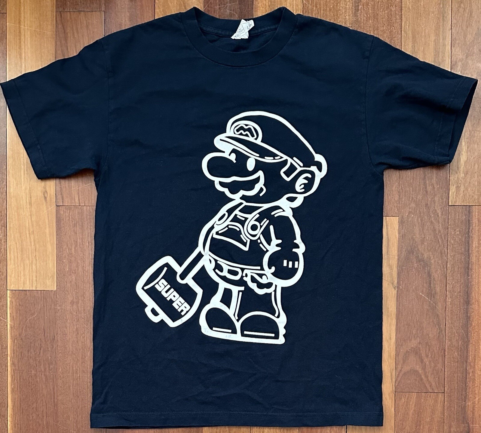 Vintage Nintendo Super Mario Outline Hammer shirt Men… - Gem
