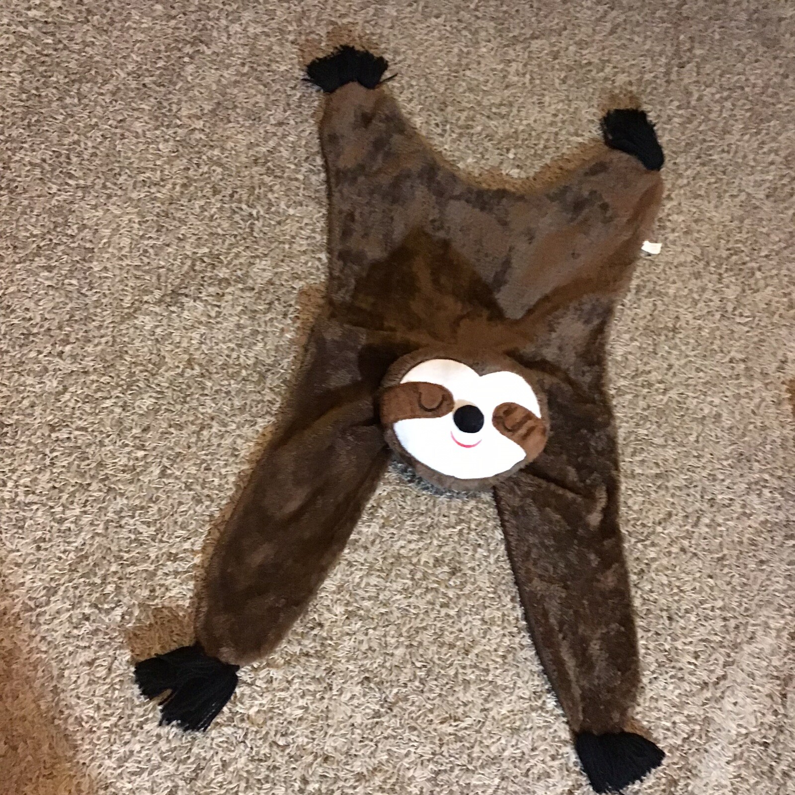Sloth Plush Pelt Floor 42x17 Area Rug No Slip Stuffed Animal Hobby ...