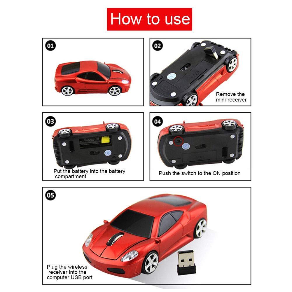 Sleep Sport Car Shaped Wireless Computer Mouse Ergonomic Gaming Optical ...