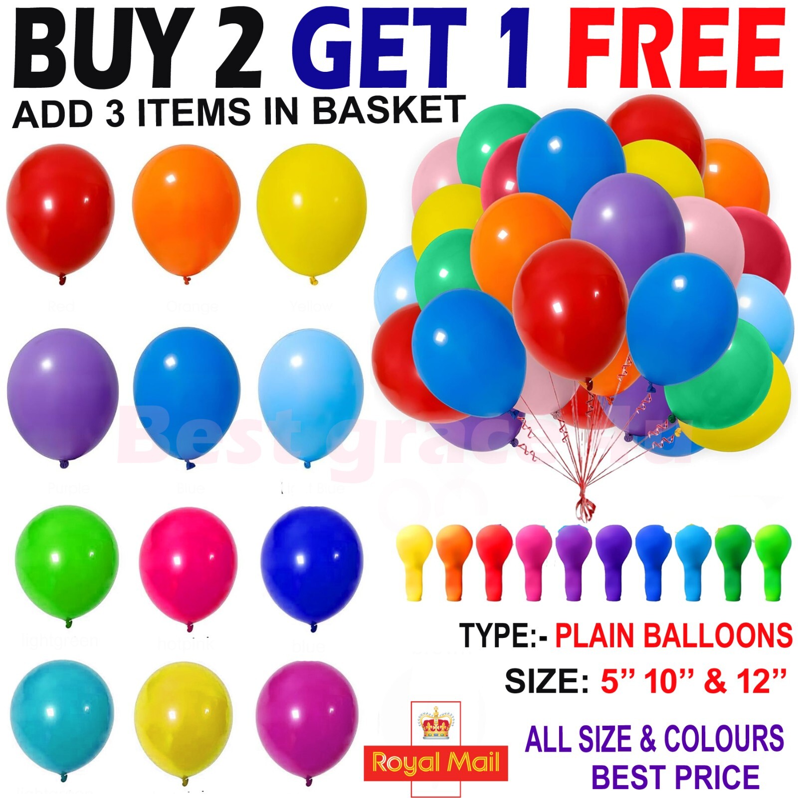 100 X Latex PLAIN BALOON BALLONS helium BALLOONS Quality Party Birthday ...