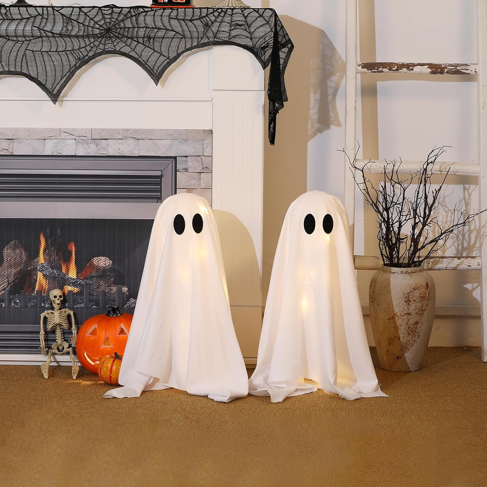 Halloween Decorations -2 Packs Spooky Ghosts with String Lights-Scary ...