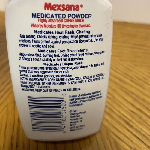 MEXSANA MEDICATED POWDER 3 OZ TOPICAL STARCH (LOT OF 2 BOTTLES) New Old ...