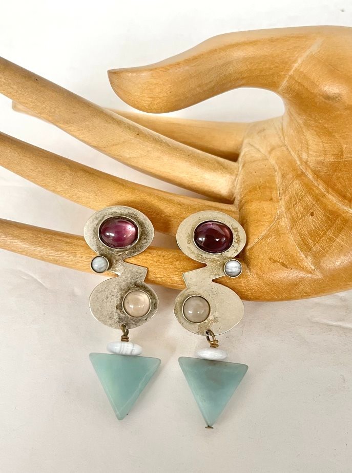 GALE ROTHSTEIN JEWELED HANGING DANGLE EARRINGS Signed | eBay