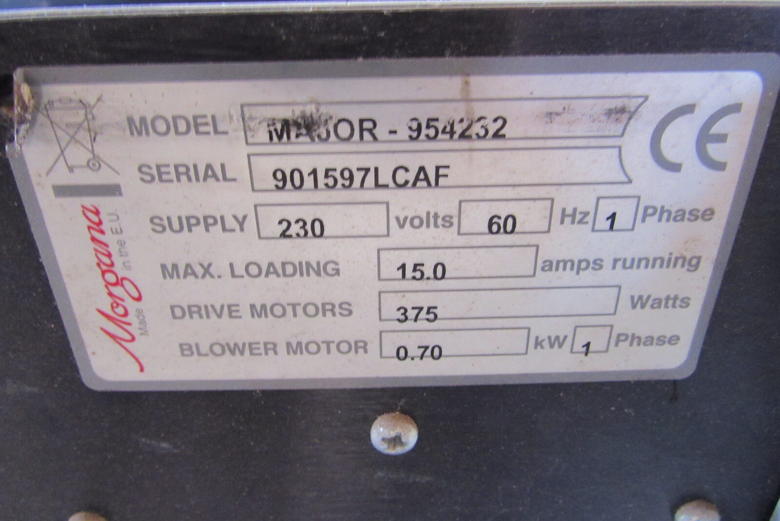 Morgana Major Paper Folder P/N 9542332 Machine powers on and Motor ...