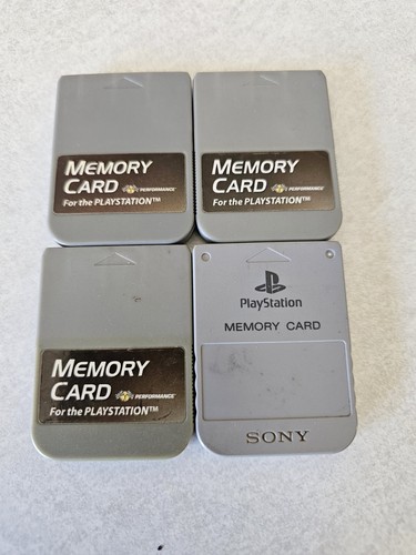 Lot of 3 Playstation 1 Memory Cards by Performance and 1 OEM PS1 Memory ...