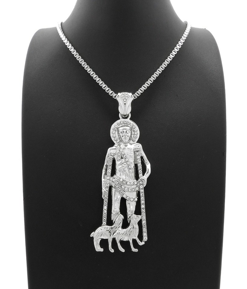 Religious Saint Lazarus San Lazaro Pendant 24" Various Chain Hip Hop ...