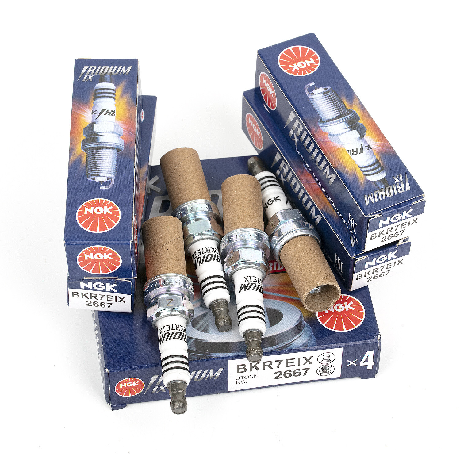 4pcs NGK SPARK PLUGS Part Number BKR7EIX Stock No. 2667 Iridium IX ...